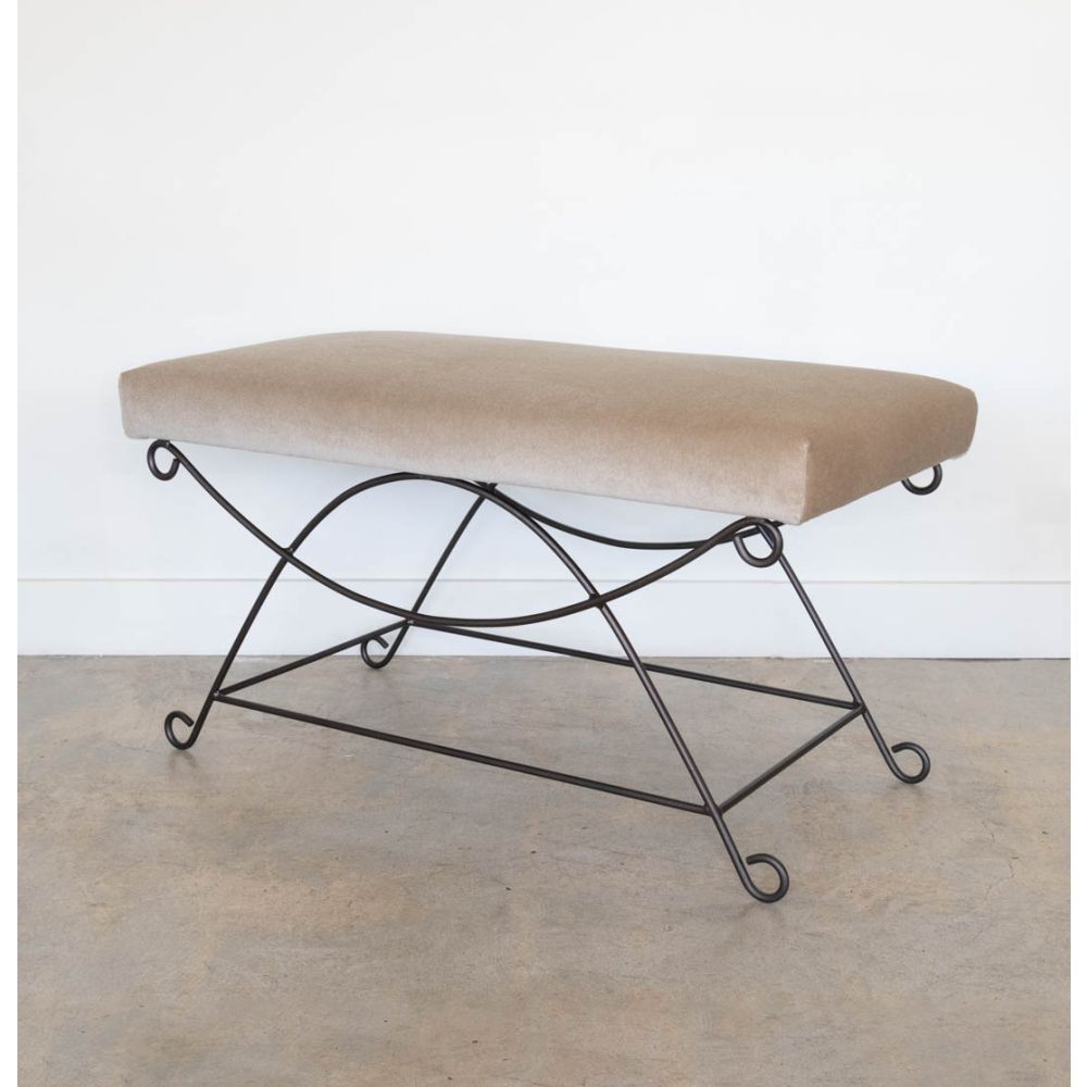 Panoplie - Panoplie Iron Loop Bench, Brown Mohair