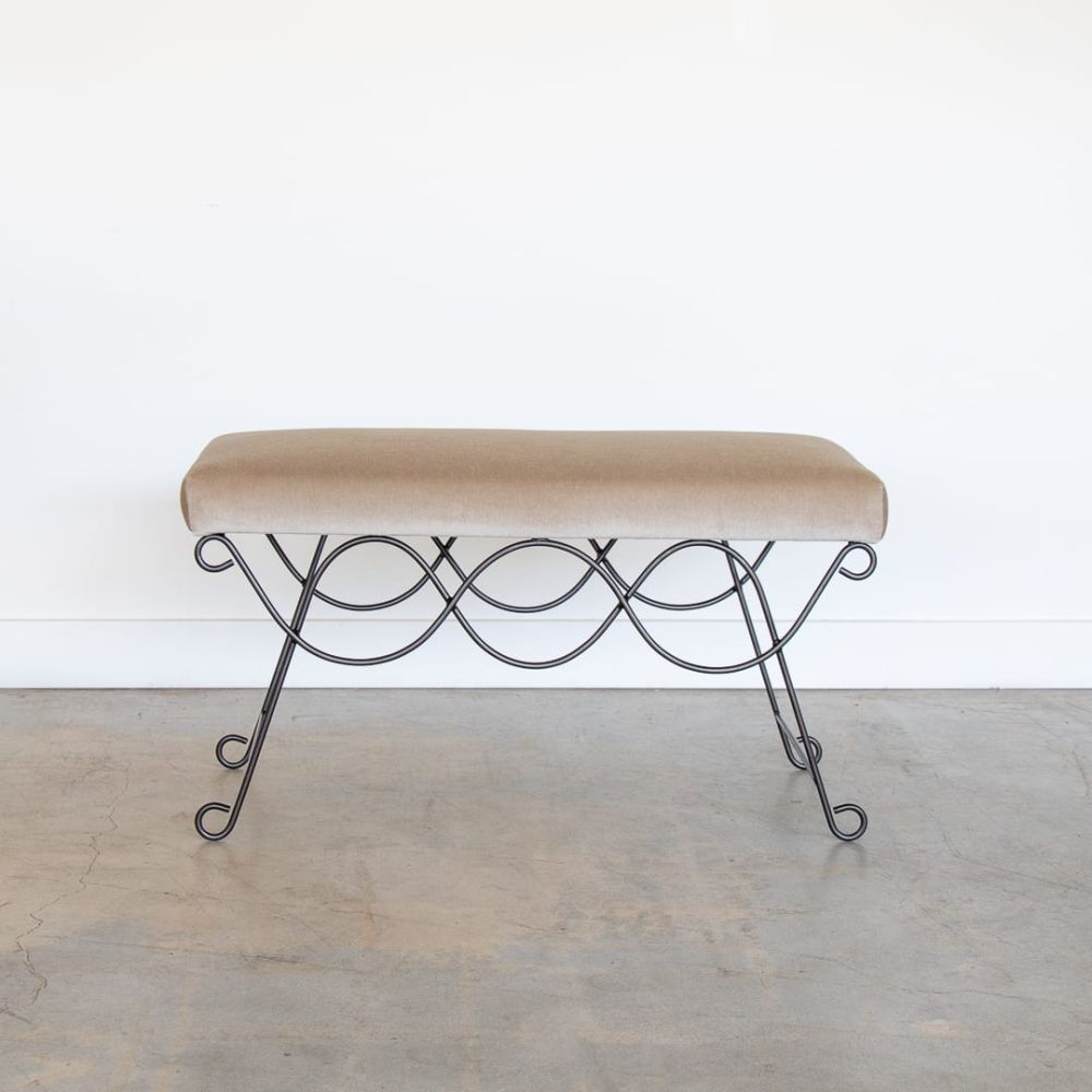 Panoplie - Panoplie Iron Double Loop Bench, Brown Mohair