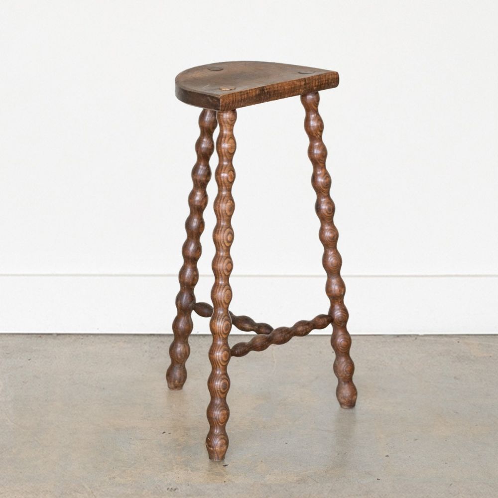 Panoplie - Tall French Wood Tripod Stool