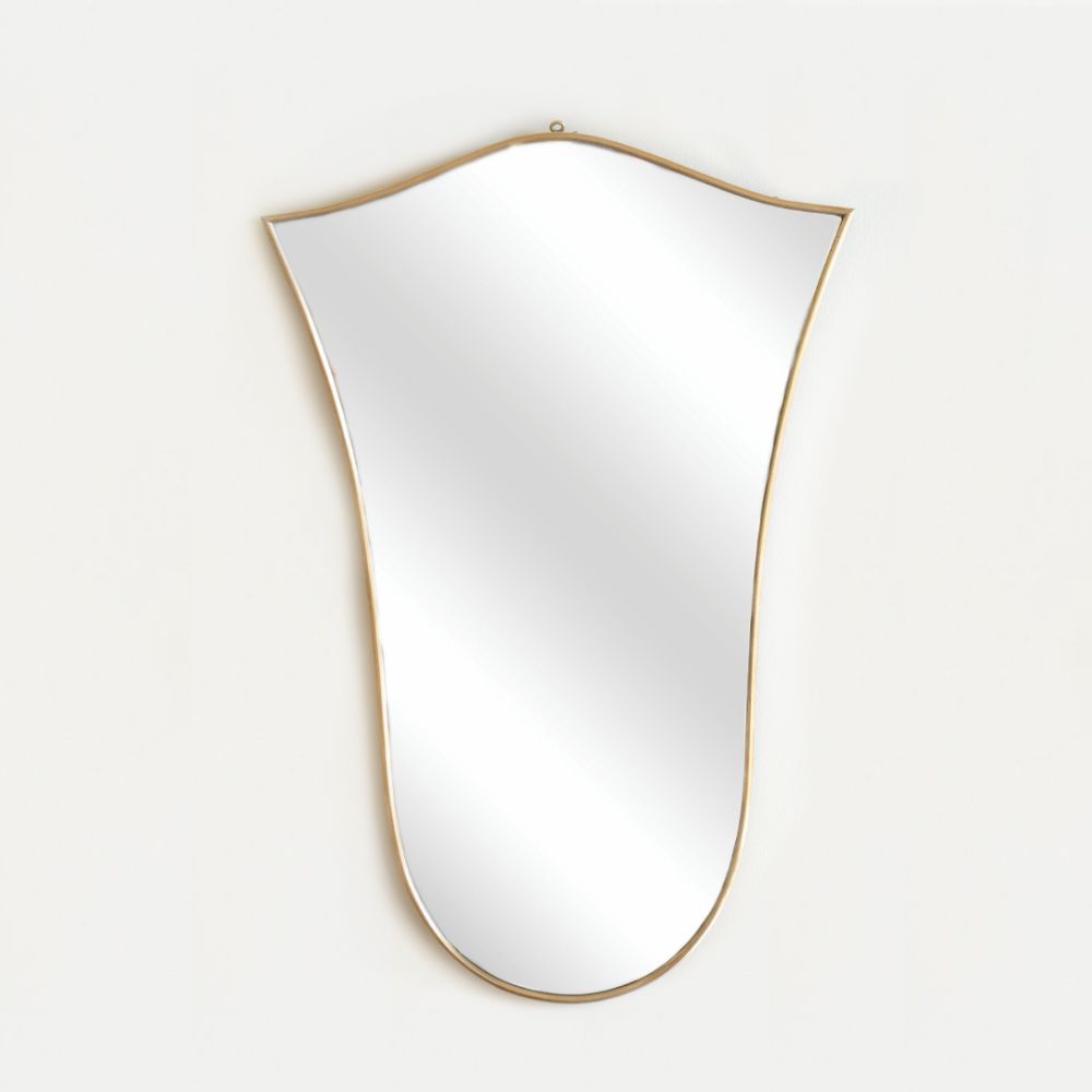 Panoplie - Slender Italian Brass Shield Mirror
