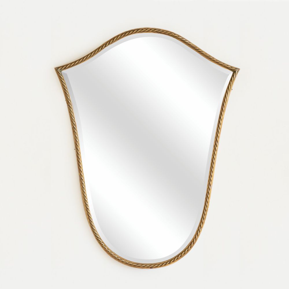 Panoplie - 1950s Italian Brass Shield Mirror - ON HOLD