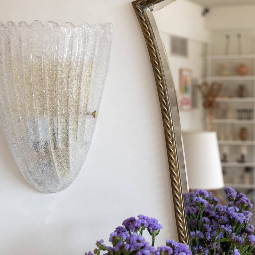 Panoplie - Pair of Large Scalloped Glass Sconces