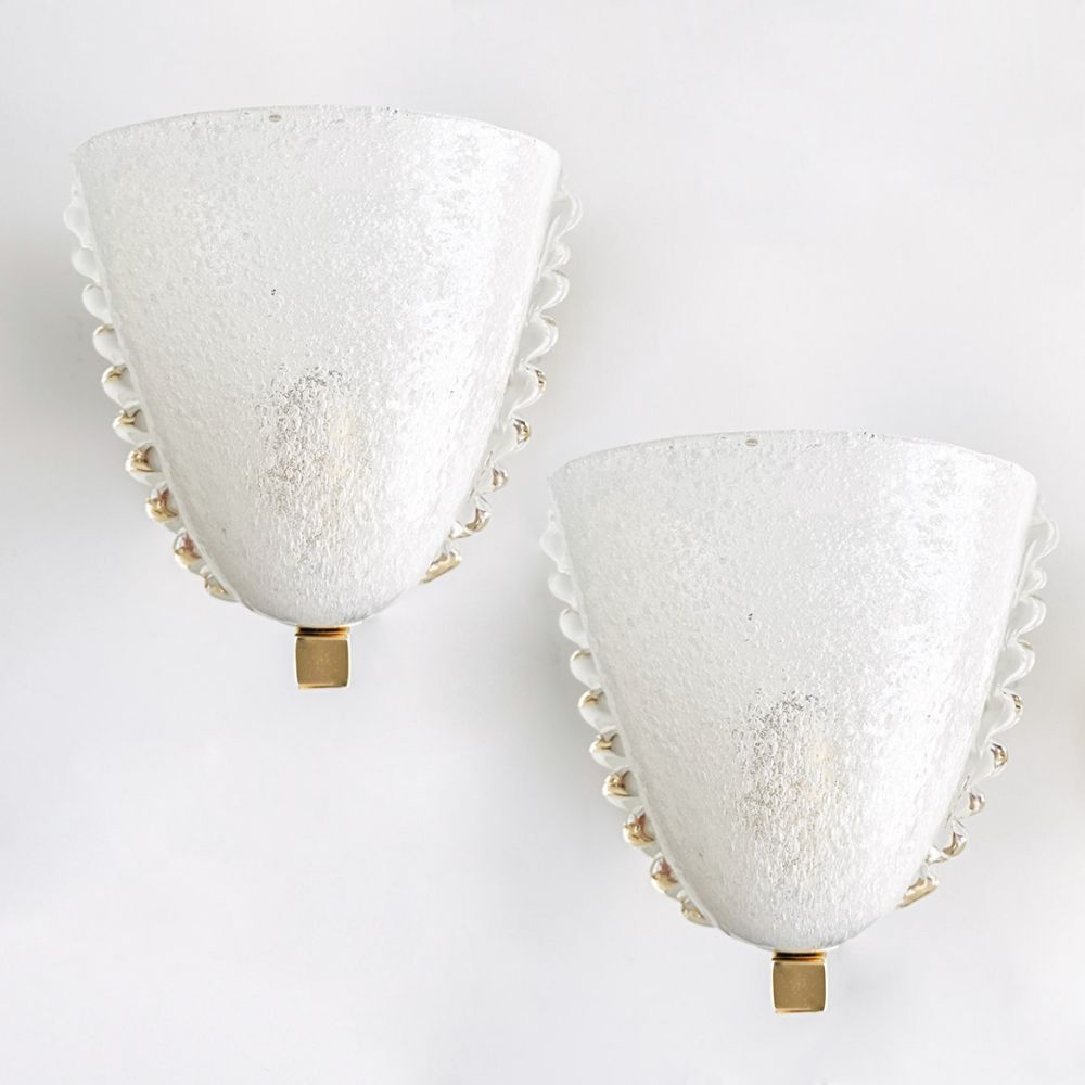 Panoplie - Italian Barovier Scalloped Glass Sconces