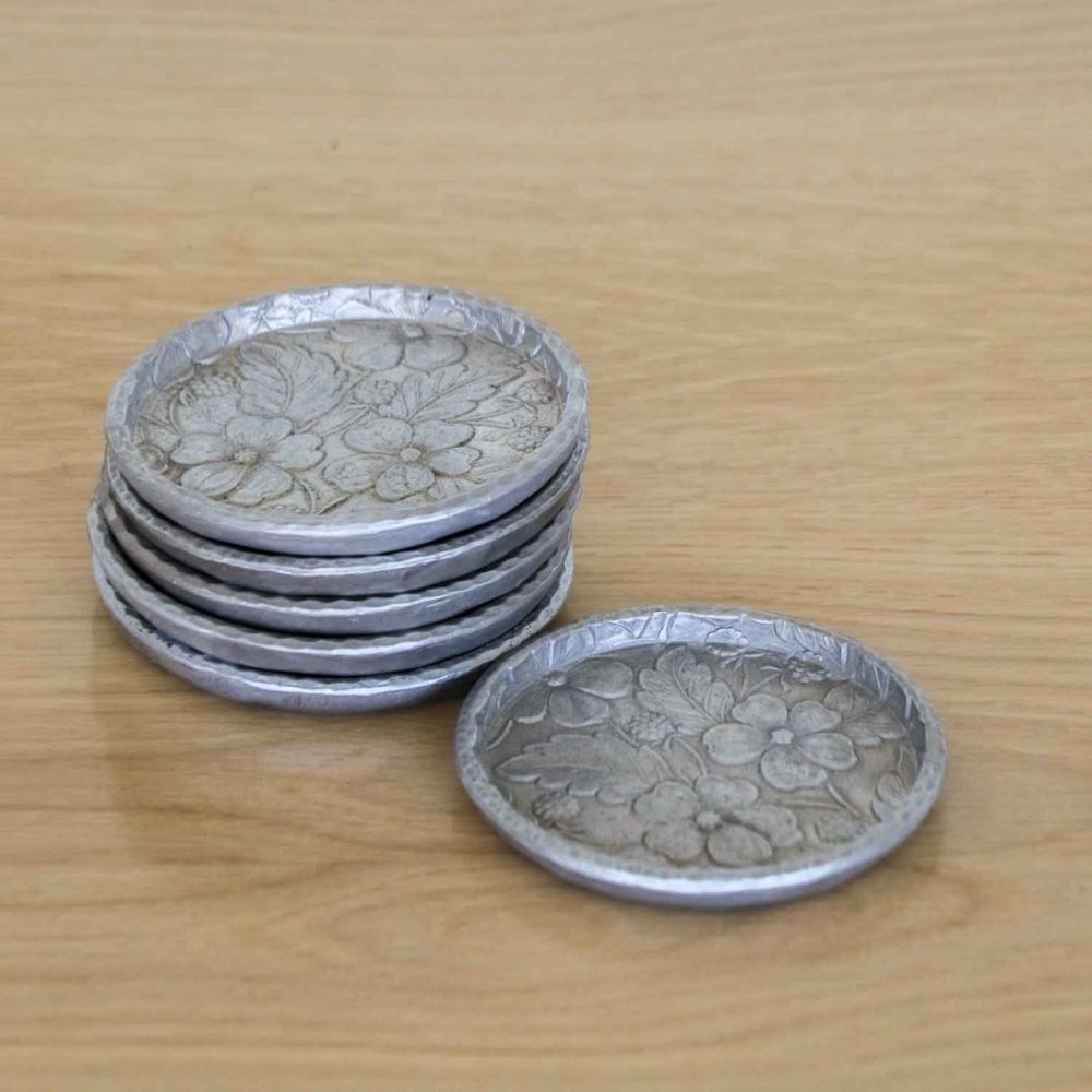 Panoplie - Forged Aluminum Floral Coasters, Set of 6