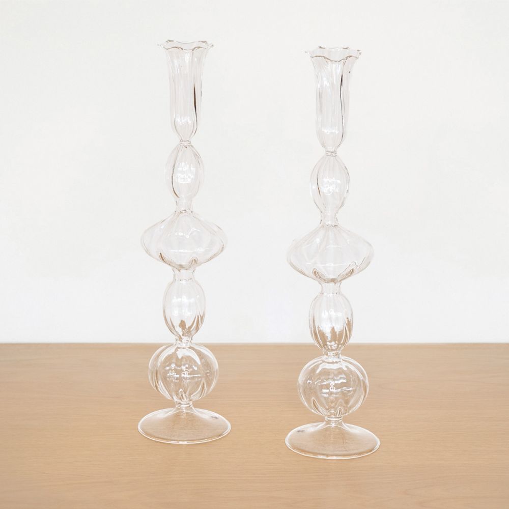 Panoplie - Blown Glass Candlestick with Flat Ball