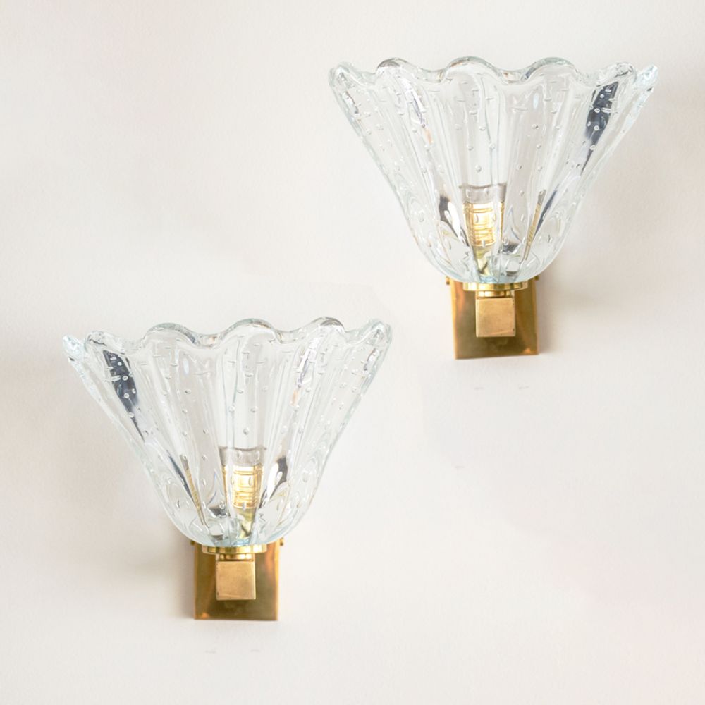 Panoplie - Italian Murano Scalloped Glass Sconces