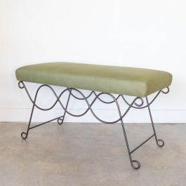 Panoplie - Panoplie Iron Double Loop Bench, Green Linen