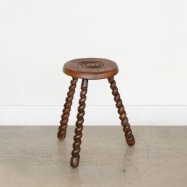Panoplie - French Wood Tripod Stool with Twisted Legs