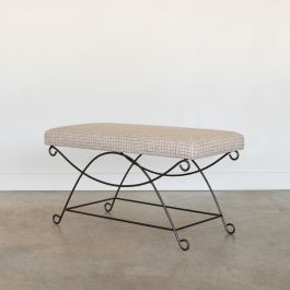 Panoplie - Panoplie Iron Loop Bench, Linen Check