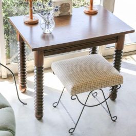 Panoplie - Panoplie Iron Loop Stool with Linen Check