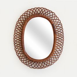 Panoplie - Large Italian Oval Rattan Mirror