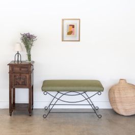 Panoplie - Panoplie Iron Loop Bench, Green Linen